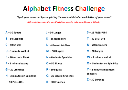 Alphabet Fitness Challenge | Teaching Resources