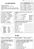 KS3 French: ER verbs (regular) worksheet | Teaching Resources