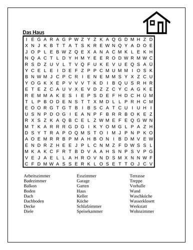 Haus (House in German) Wordsearch | Teaching Resources