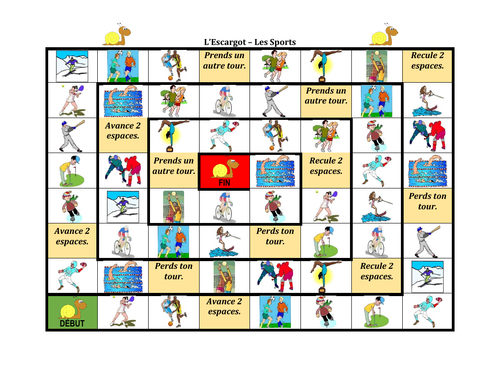 Sports in French Escargot Snail Game | Teaching Resources