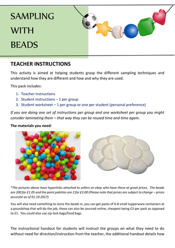 SAMPLING TECHNIQUES - Sampling with beads - FULL LESSON including ...