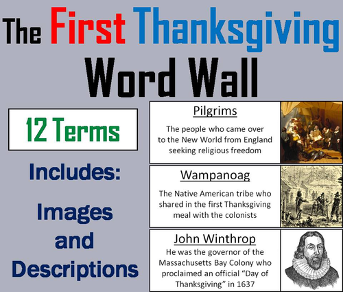 The First Thanksgiving Word Wall Cards | Teaching Resources