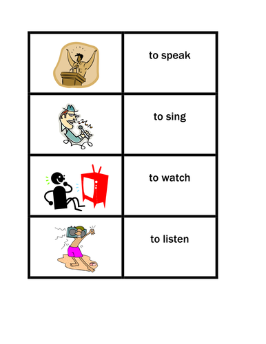 Action Verbs in English Card Games | Teaching Resources