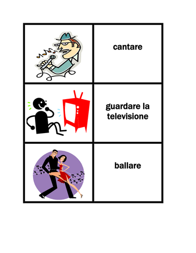 ARE Verbs in Italian Verbi ARE Infinitives Card Games | Teaching Resources