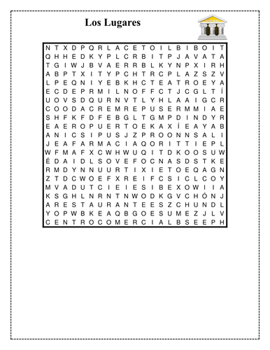 Lugares (Places in Spanish) Wordsearch | Teaching Resources