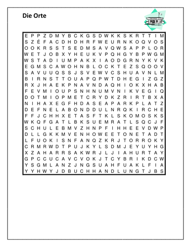 Orte (Places in German) wordsearch | Teaching Resources