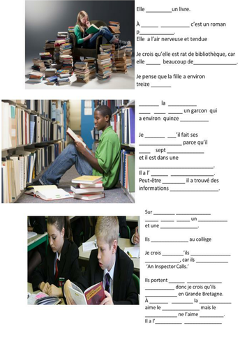 French KS4 picture task activity and associated worksheet on the topic ...