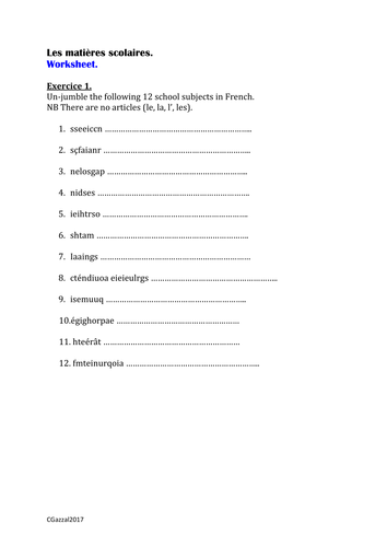 School Subjects in French - A Complete Guide. | Teaching Resources