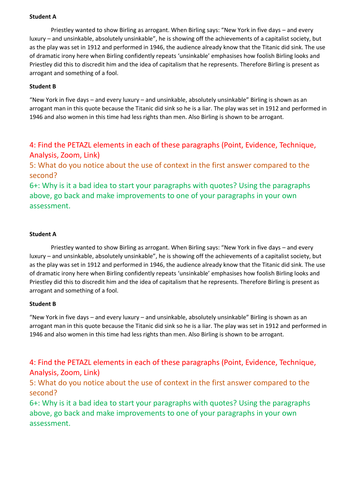 An Inspector Calls Assessment | Teaching Resources