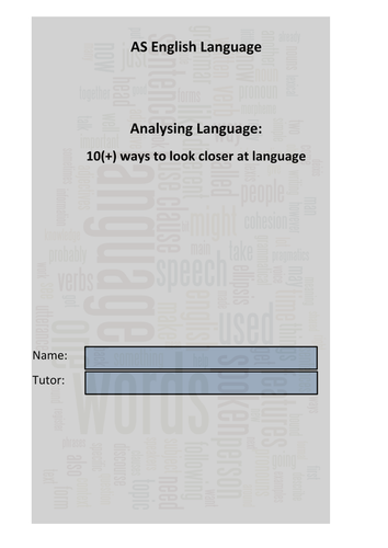 AS English Language booklet on linguistic methods | Teaching Resources