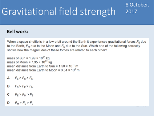 A-level Physics Unit 7.2 Gravitational fields - 7.2.2 Gravitational ...