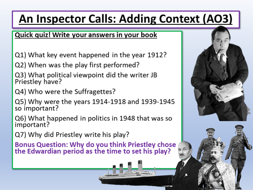 An Inspector Calls Context | Teaching Resources