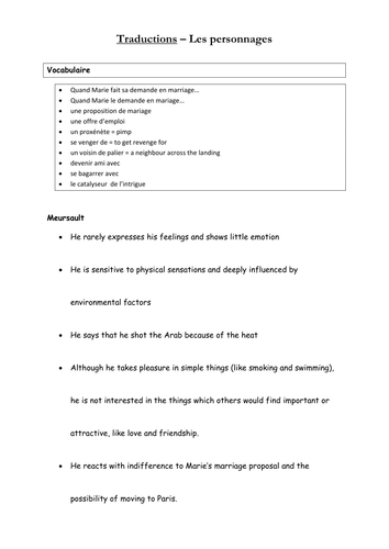 A-Level French Literature - L'ETRANGER (4 resources) | Teaching Resources