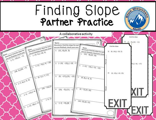 Slope from Two Points Partner Practice | Teaching Resources Slope from Two Points Partner Practice | Teaching Resources