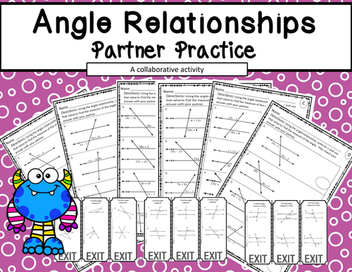 Angle Relationship Partner Practice | Teaching Resources