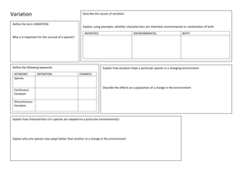 KS3 Biology - Variation - Revision Summary Poster | Teaching Resources
