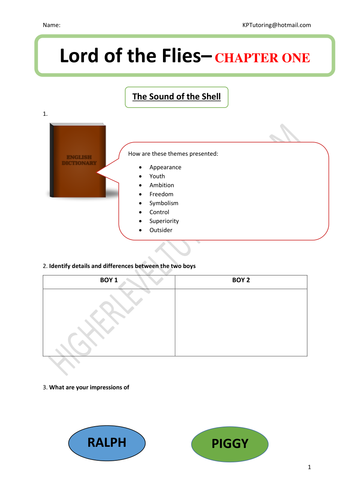 PROSE: LORD OF THE FLIES - WILLIAM GOLDING - chapter 1 The Sound of the ...