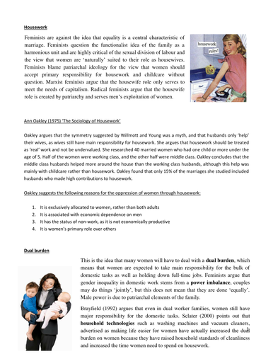 AS Sociology Family - Conjugal Roles and the Domestic Division of ...