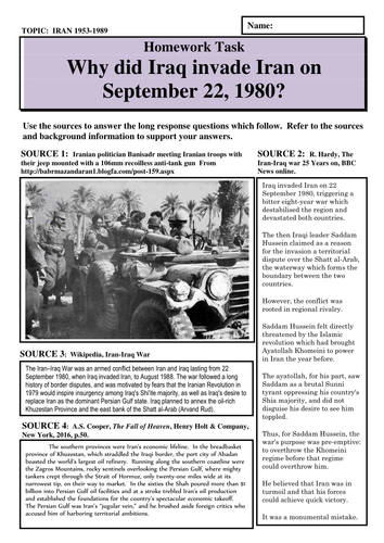 Why did Iraq invade Iran on September 22, 1980? | Teaching Resources