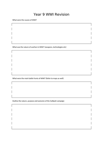 World War 1 Topic Test / In-class Assessment | Teaching Resources