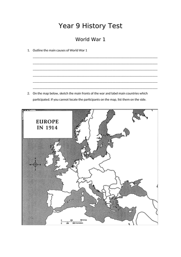 World War 1 Topic Test / In-class Assessment | Teaching Resources