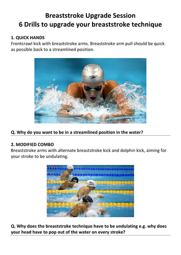 Breaststroke swimming drills for high ability swimmers. | Teaching ...