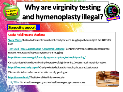 Virginity Testing + Hymenoplasty PSHE | Teaching Resources