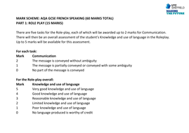 NEW SPEC FRENCH AQA GCSE 9-1 WRITTEN ASSESSMENT WITH MARK SCHEME ...