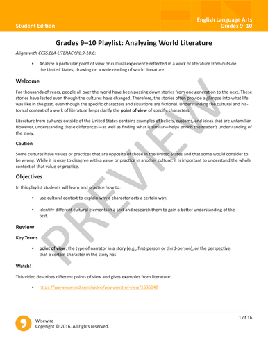 Analyzing World Literature - Playlist and Teaching Notes | Teaching ...