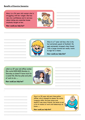 Benefits of Exercise Scenarios - BTEC Sport | Teaching Resources