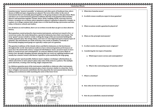 Introduction to Gamelan Music | Teaching Resources