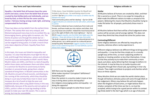 AQA GCSE (9-1) RS Spec A - Revision materials - Theme F Human Rights ...