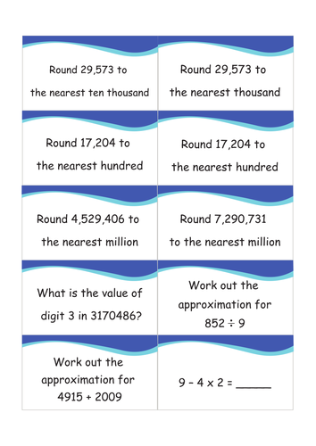 50 Mental Maths Revision Cards year 5 and 6 | Teaching Resources
