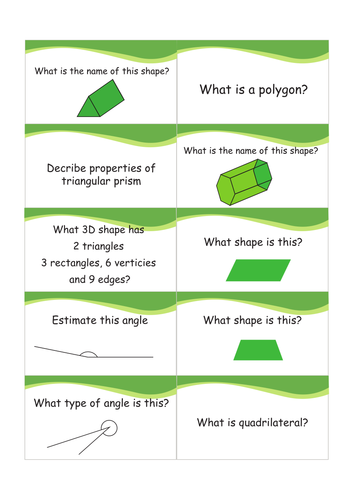 50 Shapes Ratio and Algebra revision cards | Teaching Resources