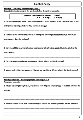 New AQA (2016) Physics P1 - Energy , Lesson 5 - Kinetic and Elastic ...