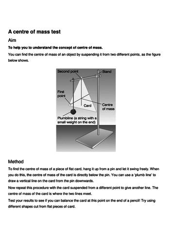Centre of mass/gravity lesson with multiple activities | Teaching Resources