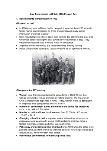 Lesson 17 -Policing in Britain -1900-Present Day -Edexcel 9-1 ...