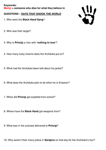 Days That Shook The World Assassination in Sarajevo Video Questions ...