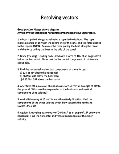 AQA A Level Physics (7407 7408) Vectors and Scalars AND Motion along a ...