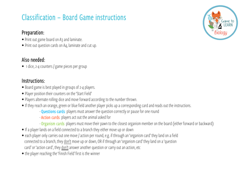Classification - Board Game (KS2/3) | Teaching Resources