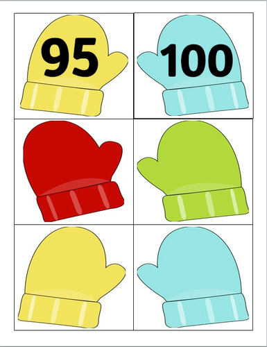 Numbered Mittens count by 5's to 100 | Teaching Resources