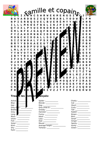 Family and Friends Word Search: Famille et Copains | Teaching Resources