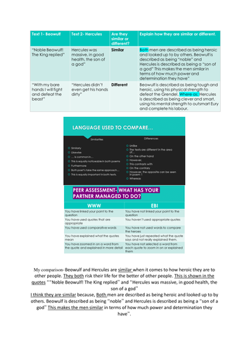 Beowulf and Hercules Language Comparison -KS3 | Teaching Resources