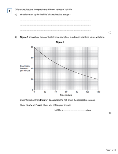 New AQA (2016) Physics P7 - Radioactivity , Lesson 5 - Half Life ...