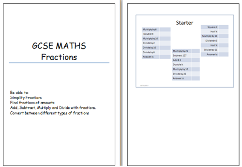 GCSE maths fractions lesson with workbook and answers | Teaching Resources