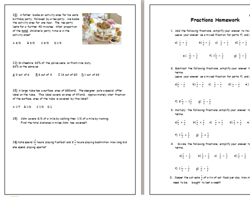GCSE maths fractions lesson with workbook and answers | Teaching Resources