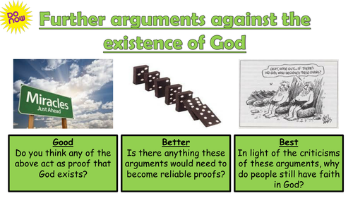 AQA A GCSE Theme C Existence of God and Revelation: Lesson 4 Arguments ...