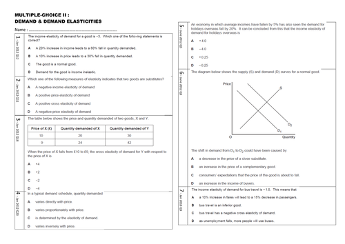 AS/A-level Economics Themed Multiple Choice Collections 1 | Teaching ...