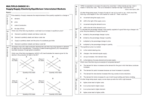 AS/A-level Economics Themed Multiple Choice Collections 1 | Teaching ...