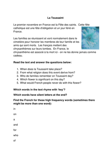 La Toussaint | Teaching Resources